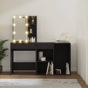 Led Toaletní Stolek Se Skříňkou Černý Kompozitní Dřevo