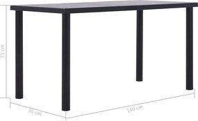 vidaXL Jídelní stůl černý a betonově šedý 140 x 70 x 75 cm MDF [281858]