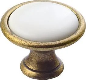 SAPHO CROSS kovová knobka, průměr 30mm, bronz/bílá 12937