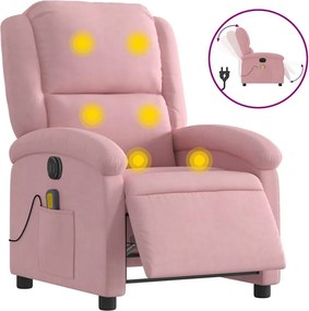 Elektrické masážní polohovací křeslo růžové samet 3204293