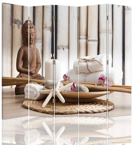Ozdobný paraván, Buddhův klid - 180x170 cm, pětidílný, klasický paraván