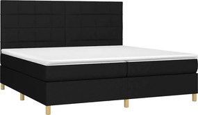 Box spring postel s matrací a LED černá 200x200 cm textil 3135463