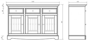 Massive home | Belluno Elegante bílá komoda 3D3S z masivu s dubovou deskou