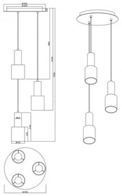 Trio - Lustr na lanku WAILER 3xGU10/5W/230V šedá
