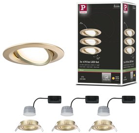 Paulmann 92406 LED Coin Nova round, set kulatých bodovek v matně zlaté úpravě, 3x6W LED 2700K tříkrokové stmívání, prům.8,4cm