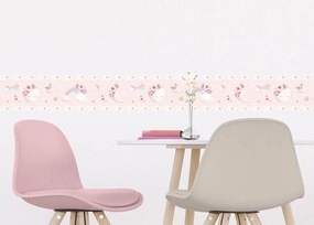 Dětská samolepící bordura na zeď Růžový Akvarelový Měsíc | 5 m x 13.8 cm | DWBD8049