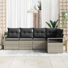 Set pohovek 5 ks Světle šedá polyratan 3346382