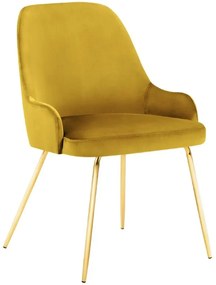 OnaDnes -20% Žlutá sametová jídelní židle MICADONI CADIZ