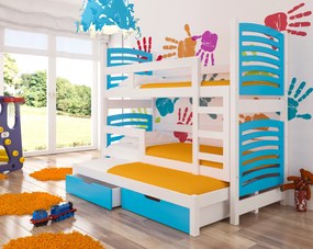 Dětská patrová postel Sonno, bílá/modrá + matrace ZDARMA!