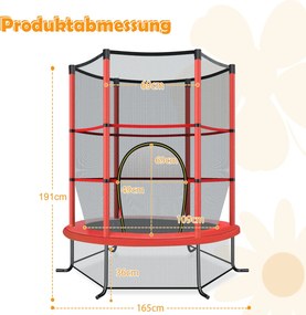 Costway Zahradní trampolína Ø165 cm s ochrannou sítí trampolína do 135 KG odolná