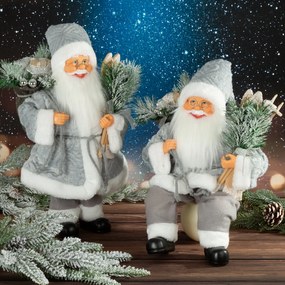VÁNOČNÍ FIGURKA SANTA 60 CM STŘÍBRNÁ