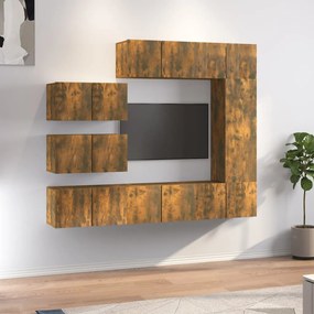 8dílný set TV skříněk kouřový dub kompozitní dřevo 3120293
