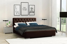Eka Čalouněná postel ELEGANT 140x200 cm Barva látky Trinity: Tmavě hnědá (Trinity 2308), Úložný prostor: Bez úložného prostoru