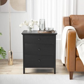 Costway Noční stolek s 3 zásuvkami k pružinové posteli – 56 × 45 × 66 cm
