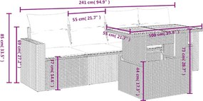 5dílná zahradní sedací souprava s poduškami černá polyratan 3271188