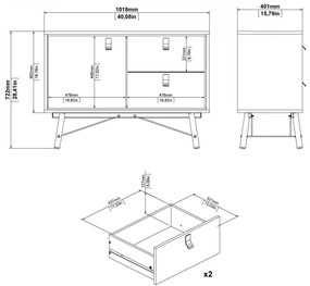 Tvilum Komoda Rain 1d2s černý MAT/ořech