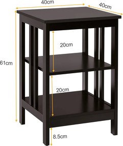 Costway Noční stolek 3 úrovně Sada 2 odkládacích stolků Noční skříňka do ložnice
