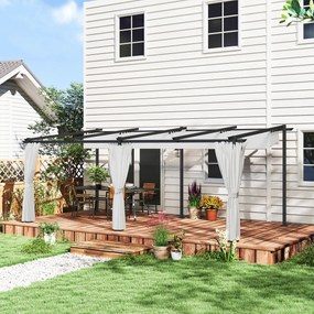 Zahradní pergola Outsunny 3 x 6 m s bočními stěnami - sklápěcí a posuvný pavilon, zahradní altán, vysoká hustota 180 g/m² polyester, sluneční ochranná