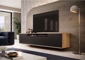 Eka Závěsný stolek pod televizi GANA 200 cm, Dub Artisan/Černá