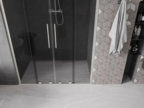 Mexen Velar L Duo, posuvné sprchové dveře do otvoru 160 cm, 8mm šedé sklo, broušená ocel, 871-160-003-42-97