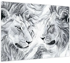 Obraz - Kreslené lví hlavy (70x50 cm)