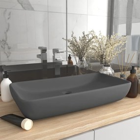 Luxusní umyvadlo obdélníkové matné tmavě šedé 71x38 cm keramika 146961