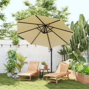 Outsunny Oktagonální Offset Slunečník s Náklonem 360° Rotovatelný s Křížovou Základnou 8 Žebry Zahrnutý Klička Hliníkový Ocelový Rám Ø 3 x 2.5H m Béžo
