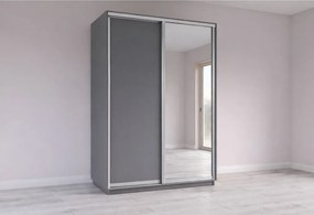 Skříň s posuvnými dveřmi 1500x2400x600 1LTD 1 Zrcadlo grafit šedý, profil stříbrný