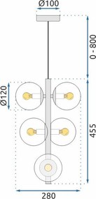 Toolight Toolight, závěsné svítidlo Modern 6xG9 APP1163-6CP, černá matná, OSW-04692