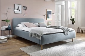 Čalouněná postel taupe 180 x 200 cm modrá MUZZA