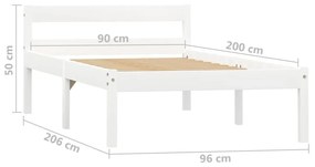 Petromila Rám postele bílý masivní borové dřevo 90 x 200 cm