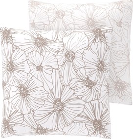 Livarno® Potah na polštář z jemného flanelu, 50 x 60 cm, 2 kusy (Květinový/šedohnědý)
