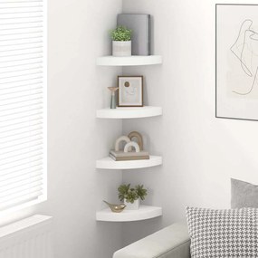 Plovoucí rohové police 4 ks bílé 25 x 25 x 3,8 cm MDF 323897
