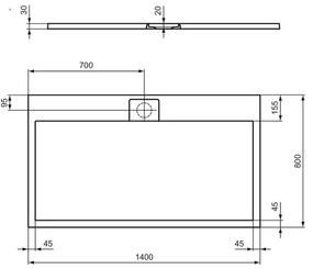 Ideal Standard i.Life Sprchová vanička litá 140 x 80 cm, betonově šedá T5224FS