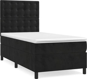 Box spring postel s matrací černá 80 x 200 cm samet 3143231