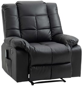 Elektrické polohovací křeslo HOMCOM s masážní funkcí z imitace kůže, dřeva a oceli, černé 94x99x99 cm pro maximální pohodlí | Aosom.de