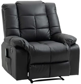 Elektrické polohovací křeslo HOMCOM s masážní funkcí z imitace kůže, dřeva a oceli, černé 94x99x99 cm pro maximální pohodlí | Aosom.de