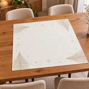 Vánoční vyšívaný ubrus Stromeček bílo zlatý 85x85 cm TiaHome