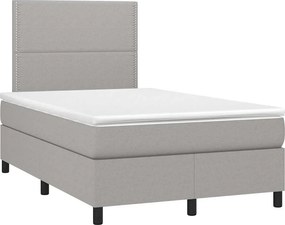 Box spring postel s matrací a LED světle šedá 120x200 cm textil 3134781