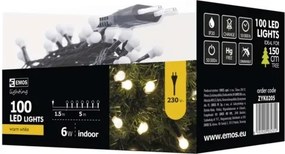 Vánoční řetěz kuličky EMOS D5GW02 ZYK0205 100LED 5m teplá bílá