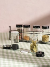 Sinsay - Skleněné dózy na koření v kovovém stojanu 7 pack - černá