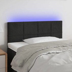 Čelo postele s LED černé 100x5x78/88 cm samet