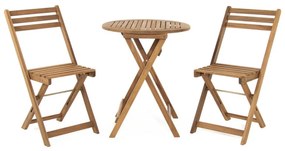 Zahradní set z akácie PIRNA kulatý stůl + 2 židle