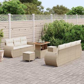 Sada zahradních pohovek s polštářem 10 pcs Béžová polyratan 3361841