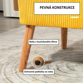 HOMCOM Dvoumístná pohovka žlutá, manšestr, 117 cm 833-524V06YL