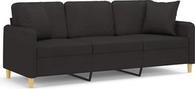 3místná pohovka s polštáři černá 180 cm textil 3200921