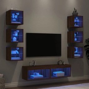 8dílná obývací stěna s LED hnědý dub kompozitní dřevo - Default Title