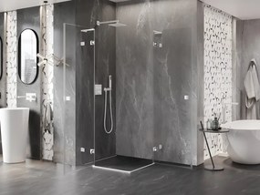 Mexen Lunar, L Duo výklopný sprchový kout 95 x 95 cm, 8mm čiré sklo, bílý profil, 834L-095L-095P-20-00
