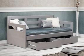 BMB Tandem Harmony rozkládací postel s područkami - buk Moření: Antracit, Provedení: Jádrový buk cink, Typ: oblé rohy, Rozměr: 80/160 x 200 cm