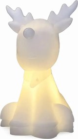 LED svítící sob Naja voskový na baterie CR2450, výška 11,6 cm, bílý